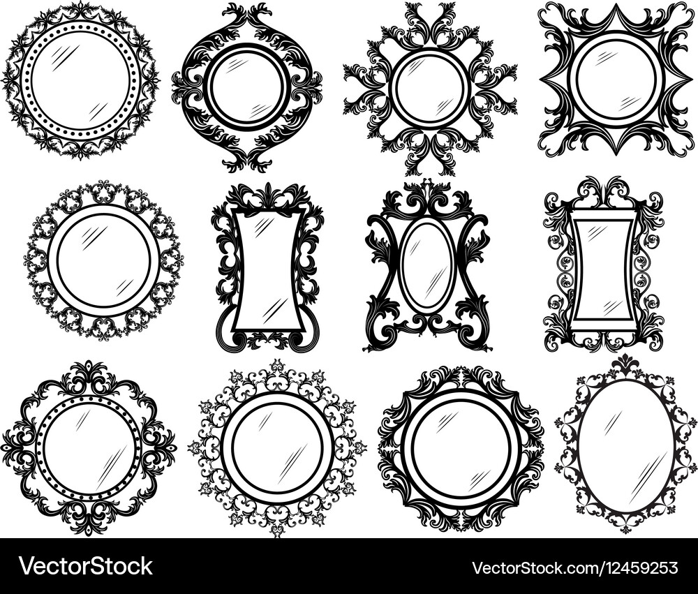 Set of vintage retro round frames Royalty Free Vector Image