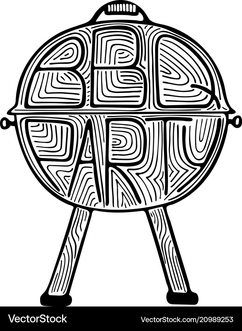 Unique with a hand-drawn lettering for the bbq Vector Image