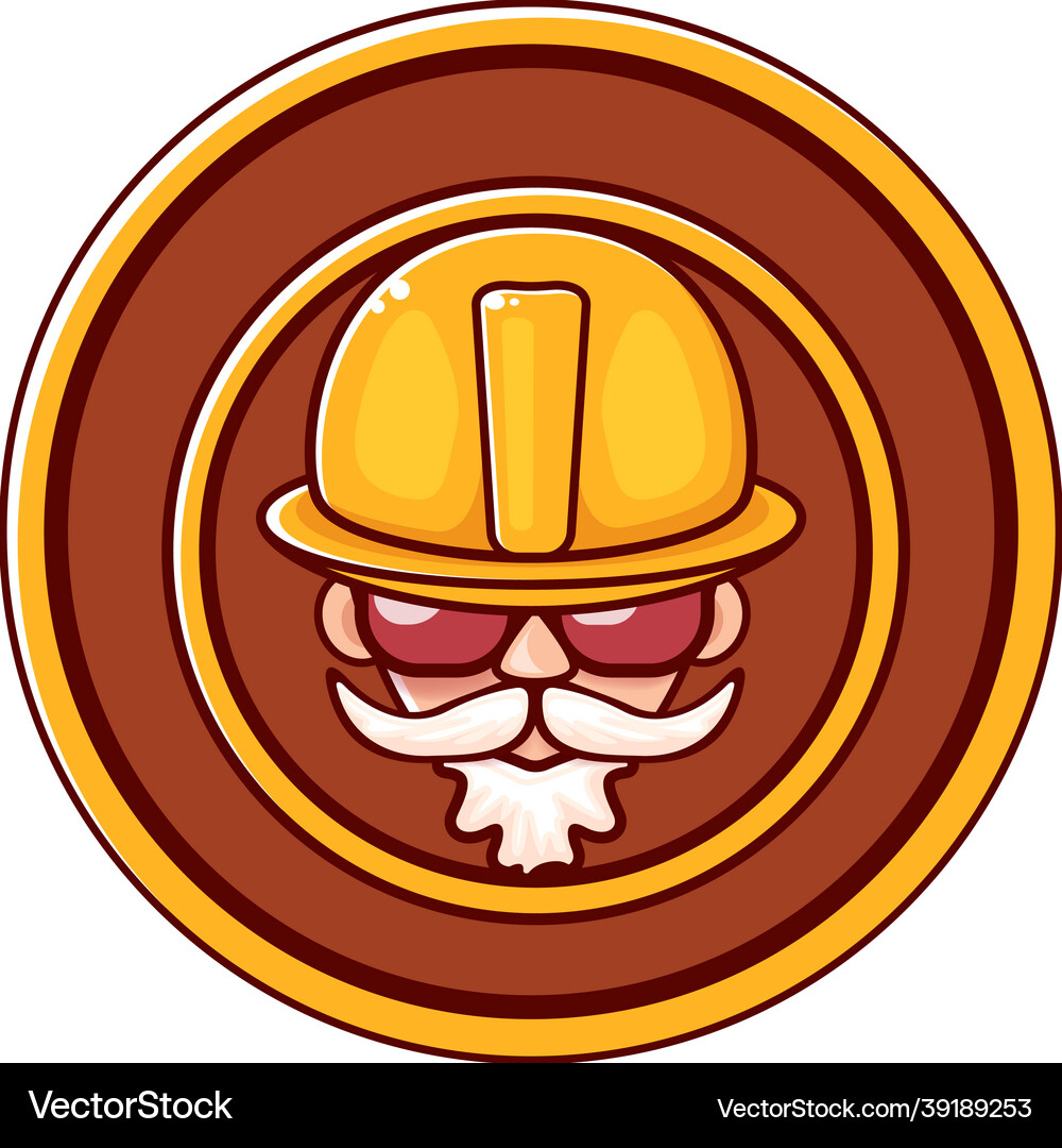 Worker man icon with orange helmet and beard Vector Image
