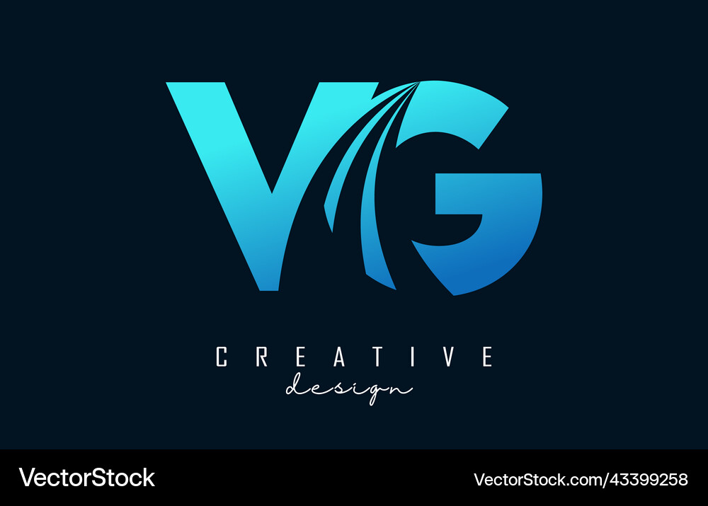 Creative blue letters vg v g logo with leading Vector Image