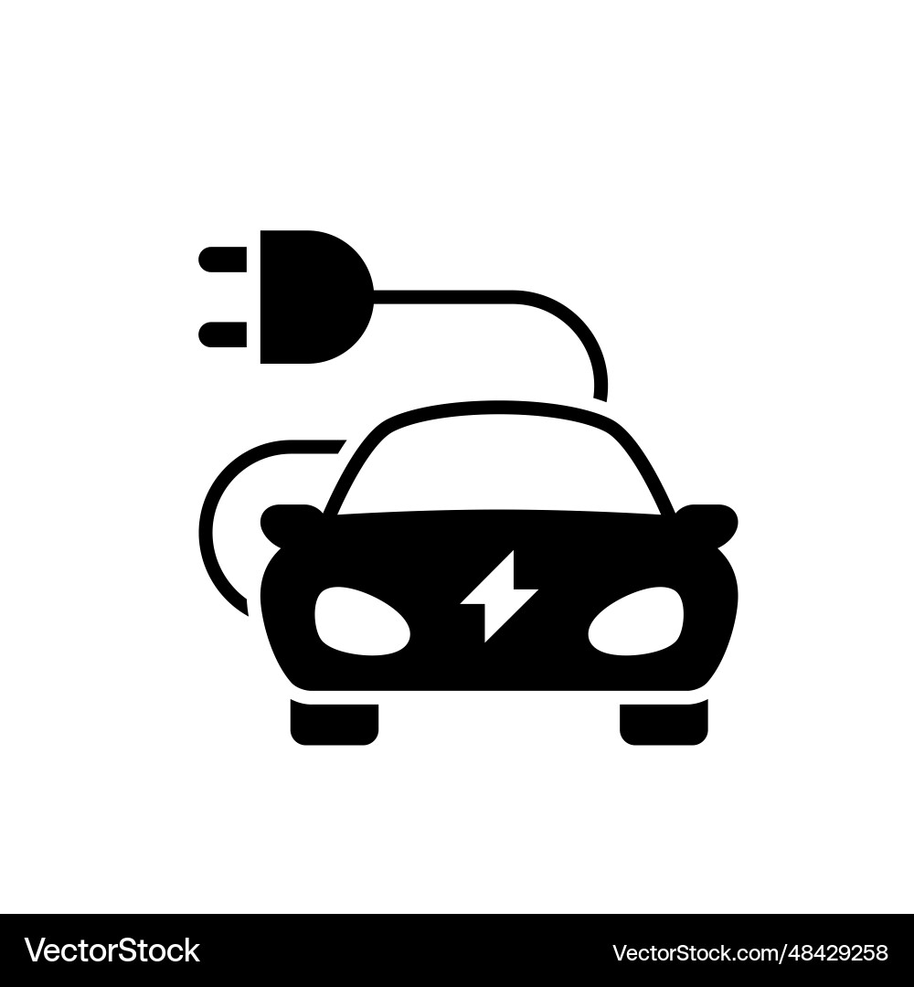 Electric car black glyph icon Royalty Free Vector Image