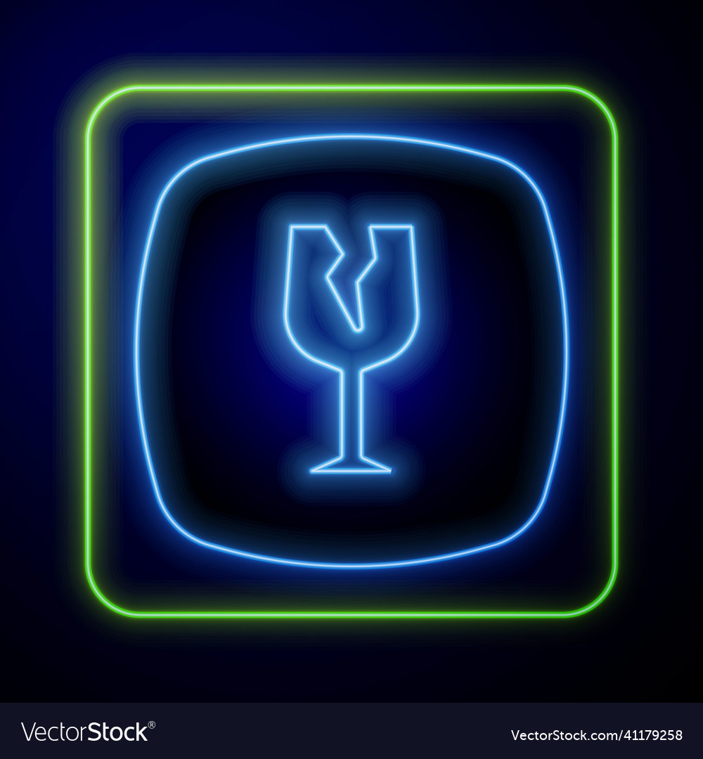 Glowing neon fragile broken glass symbol Vector Image
