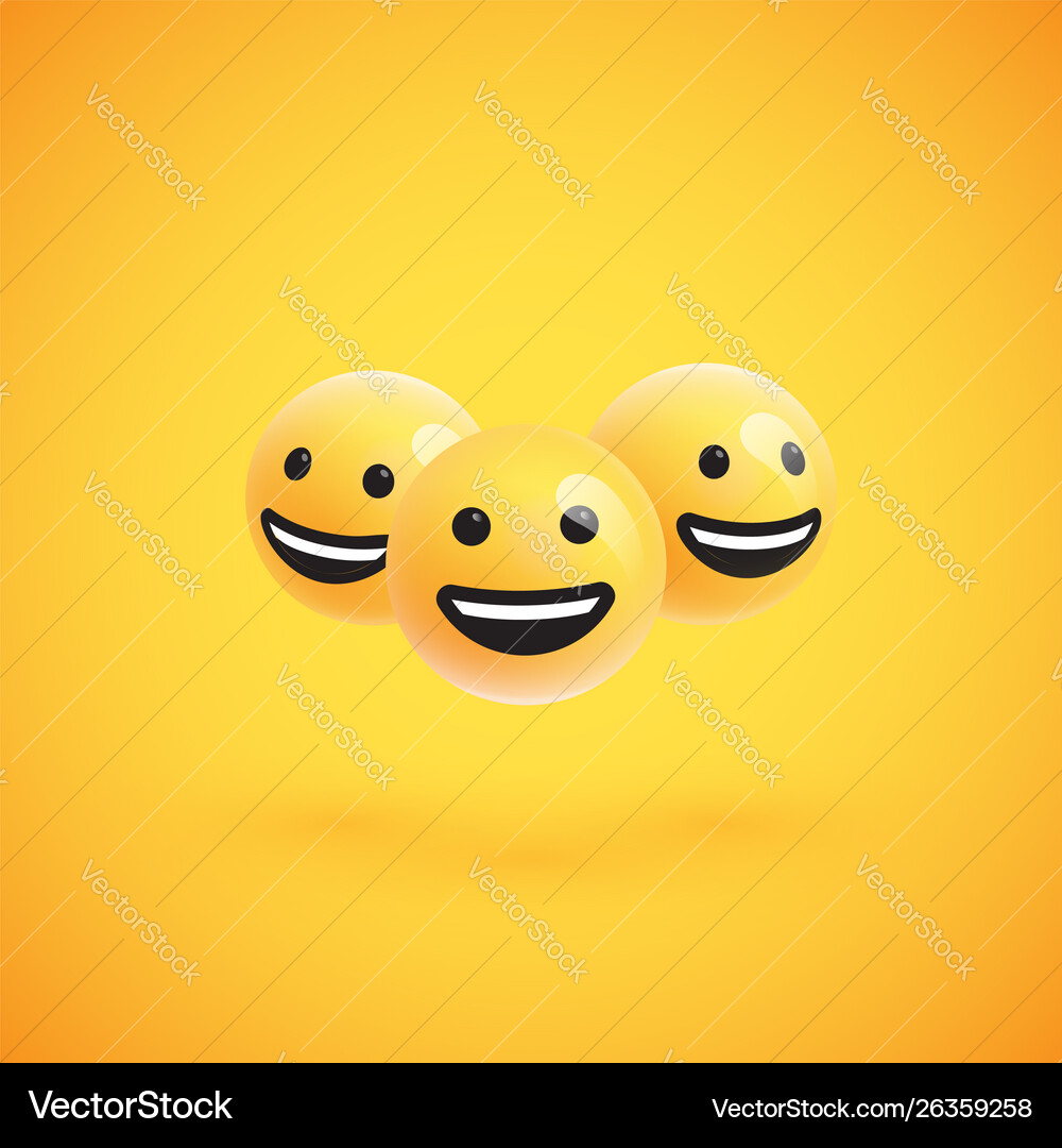 Group high detailed yellow emoticons Royalty Free Vector