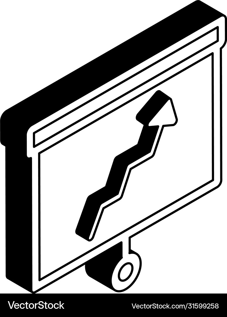 Increase arrow on board isometric line style icon Vector Image