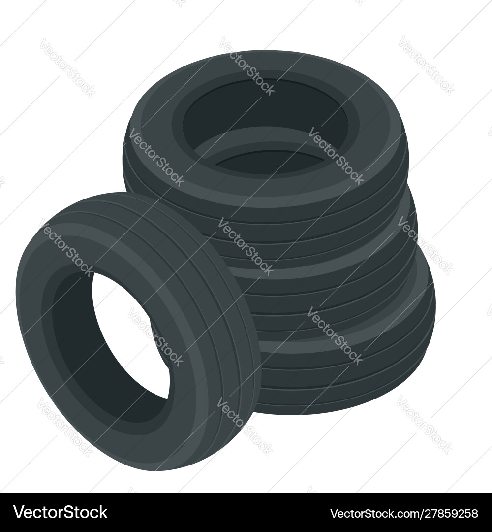 Isometric car tires icon complete set car Vector Image