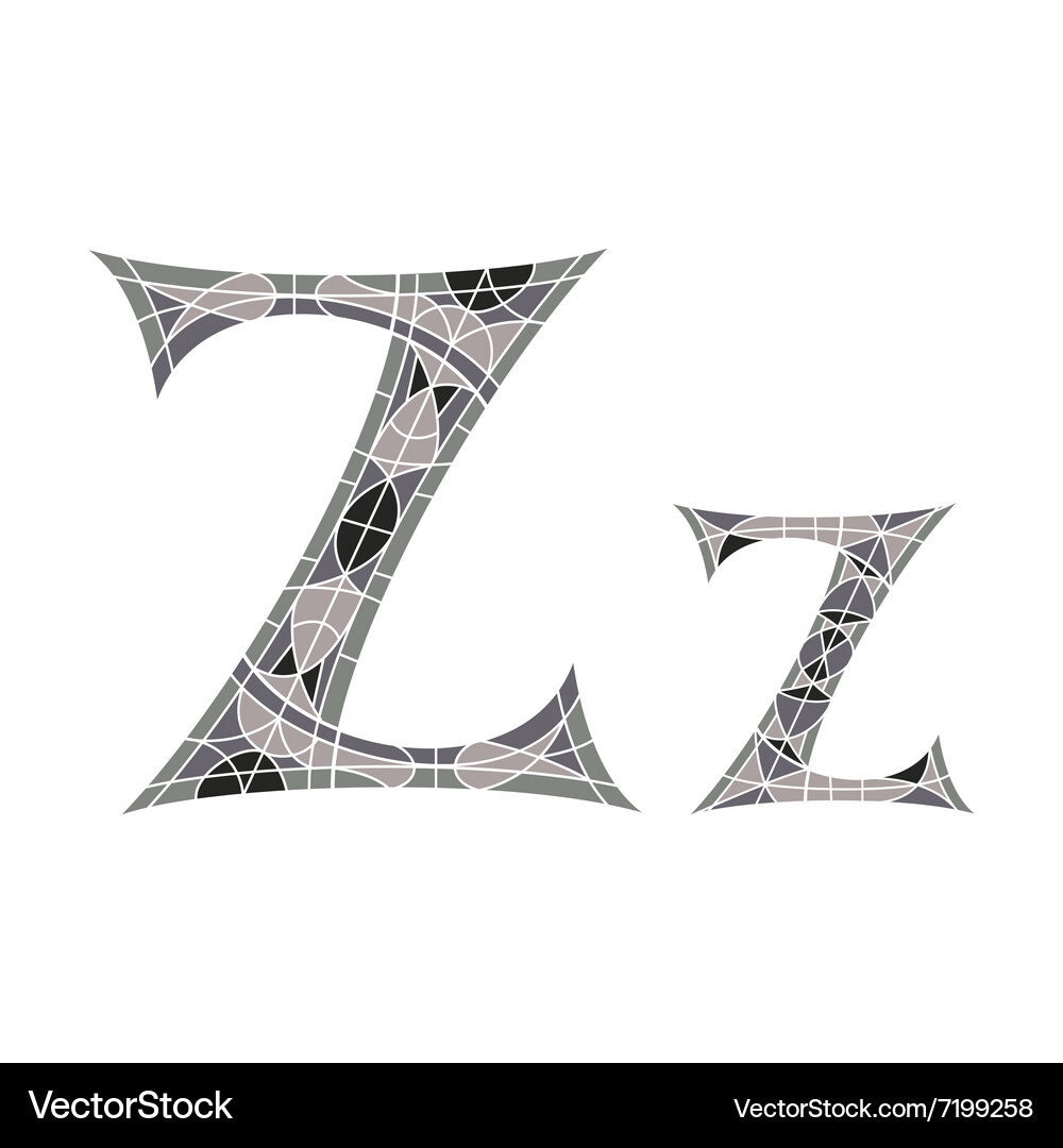 Low poly letter Z in gray mosaic polygon Vector Image