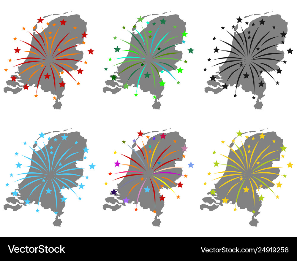 Map netherlands with fireworks Royalty Free Vector Image