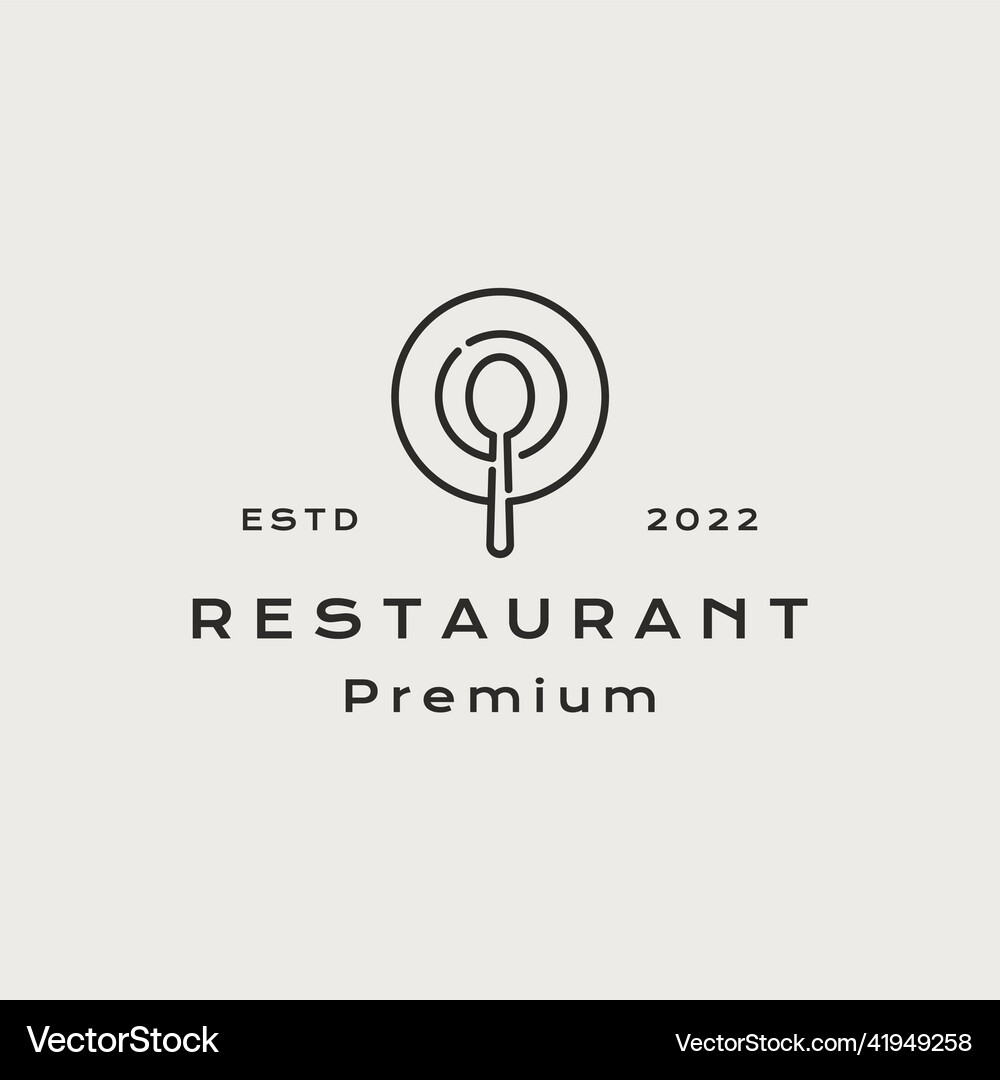Plate and spoon for restaurant logo design Vector Image