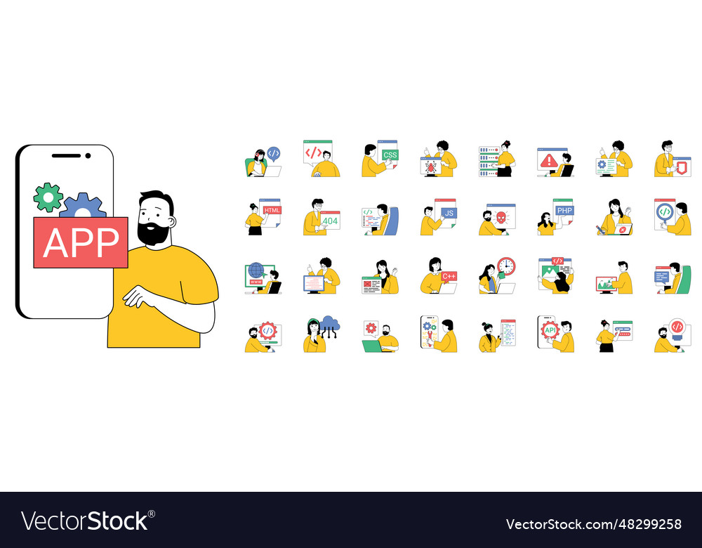 Programming concept with character situations mega