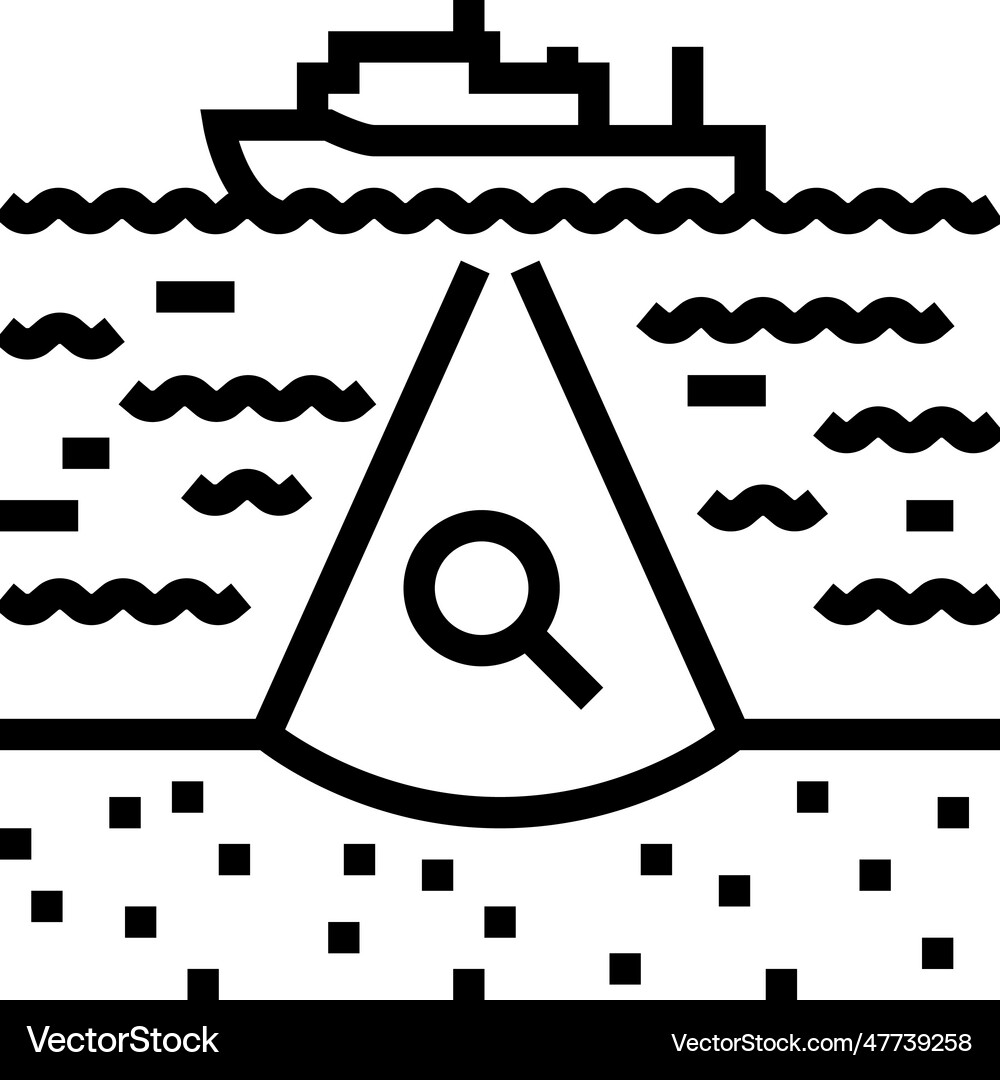 Seabed survey petroleum engineer line icon Vector Image