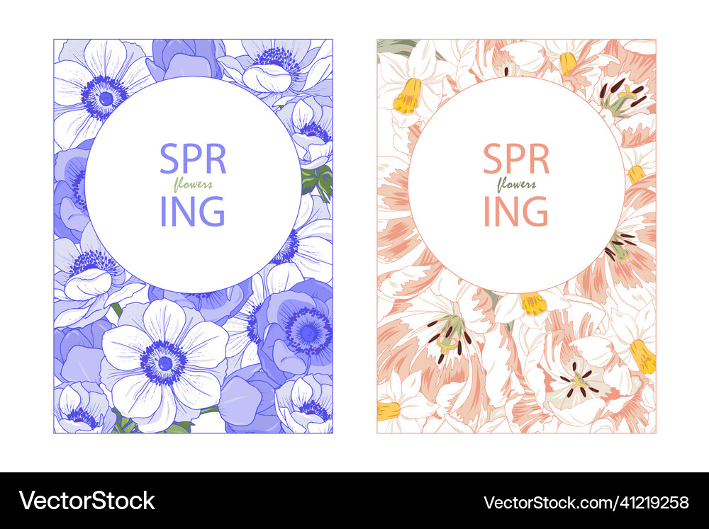 Set of banners with spring flowers Royalty Free Vector Image