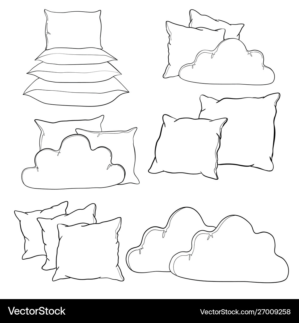 Sketch pillow art isolated white Royalty Free Vector Image