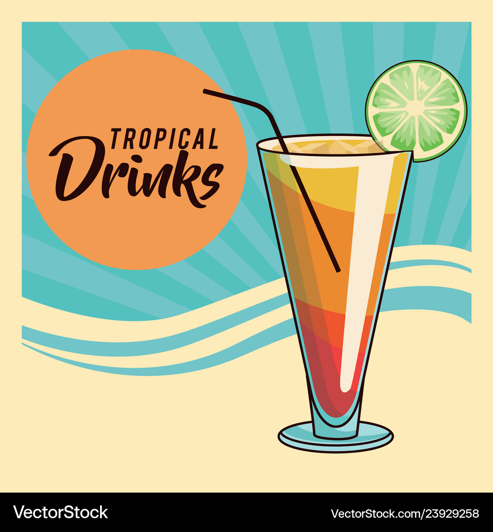 Tropical cocktail poster Royalty Free Vector Image