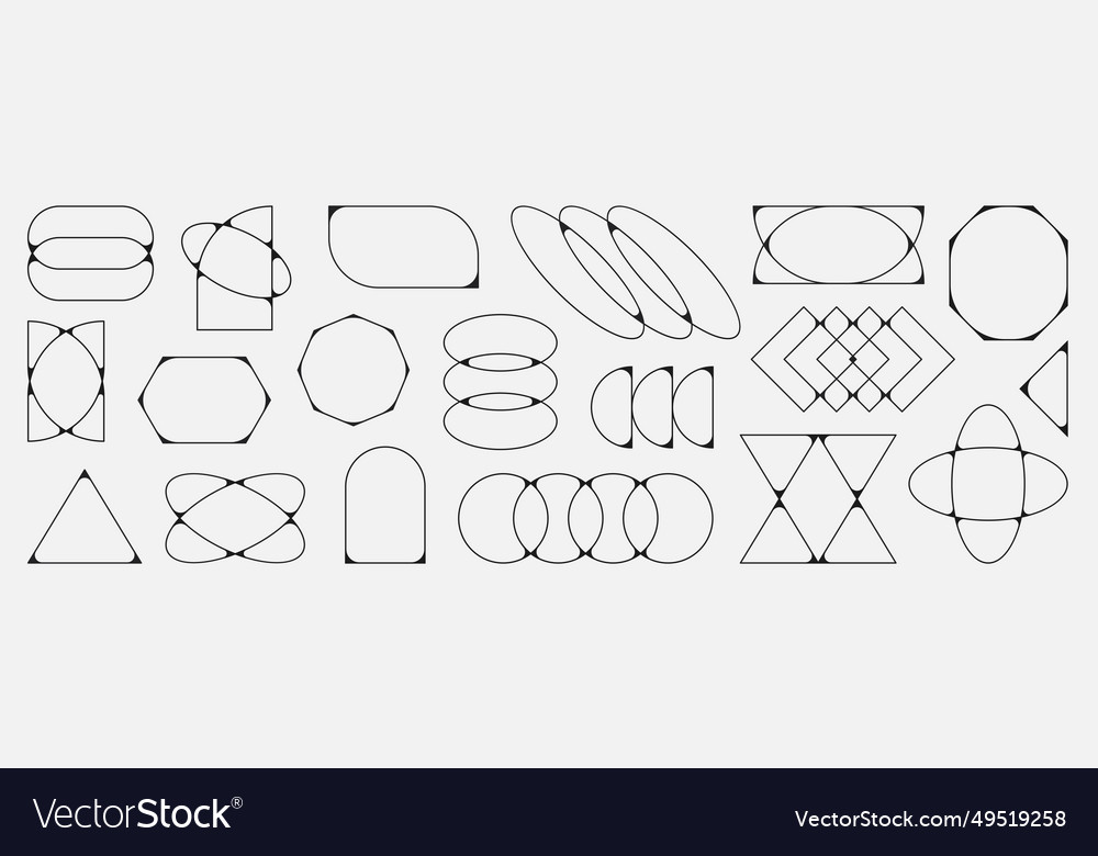 Y2k frames collection minimalistic linear Vector Image