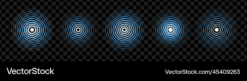 Blue radial pulse line on black background curve Vector Image