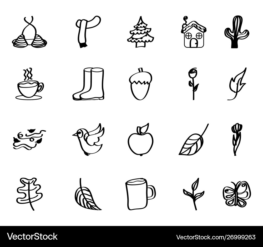 Bundle seasons set icons Royalty Free Vector Image