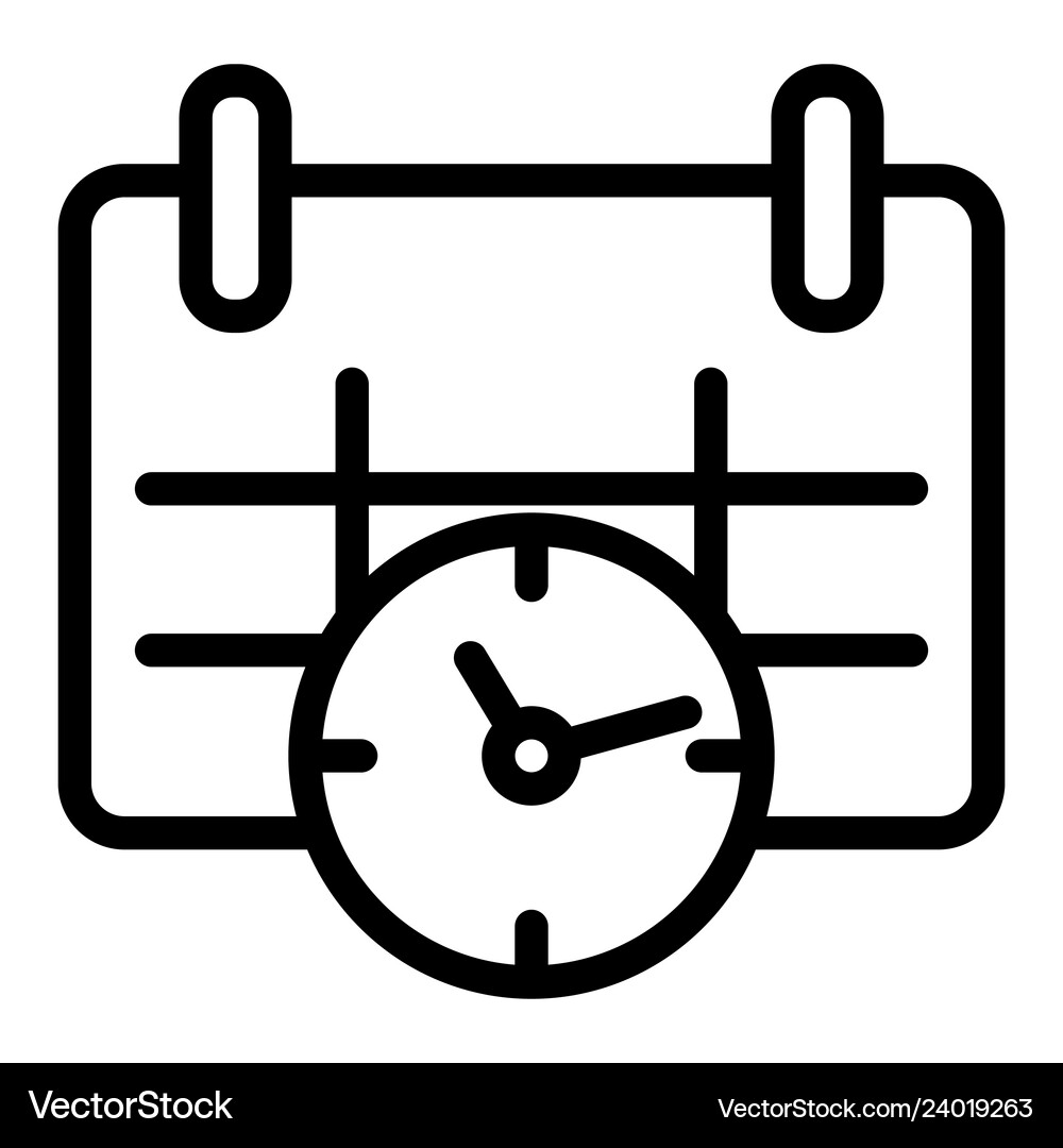 Calendar and clock line icon date and time Vector Image