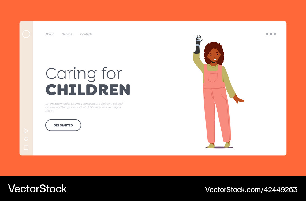 Caring for children landing page template child Vector Image