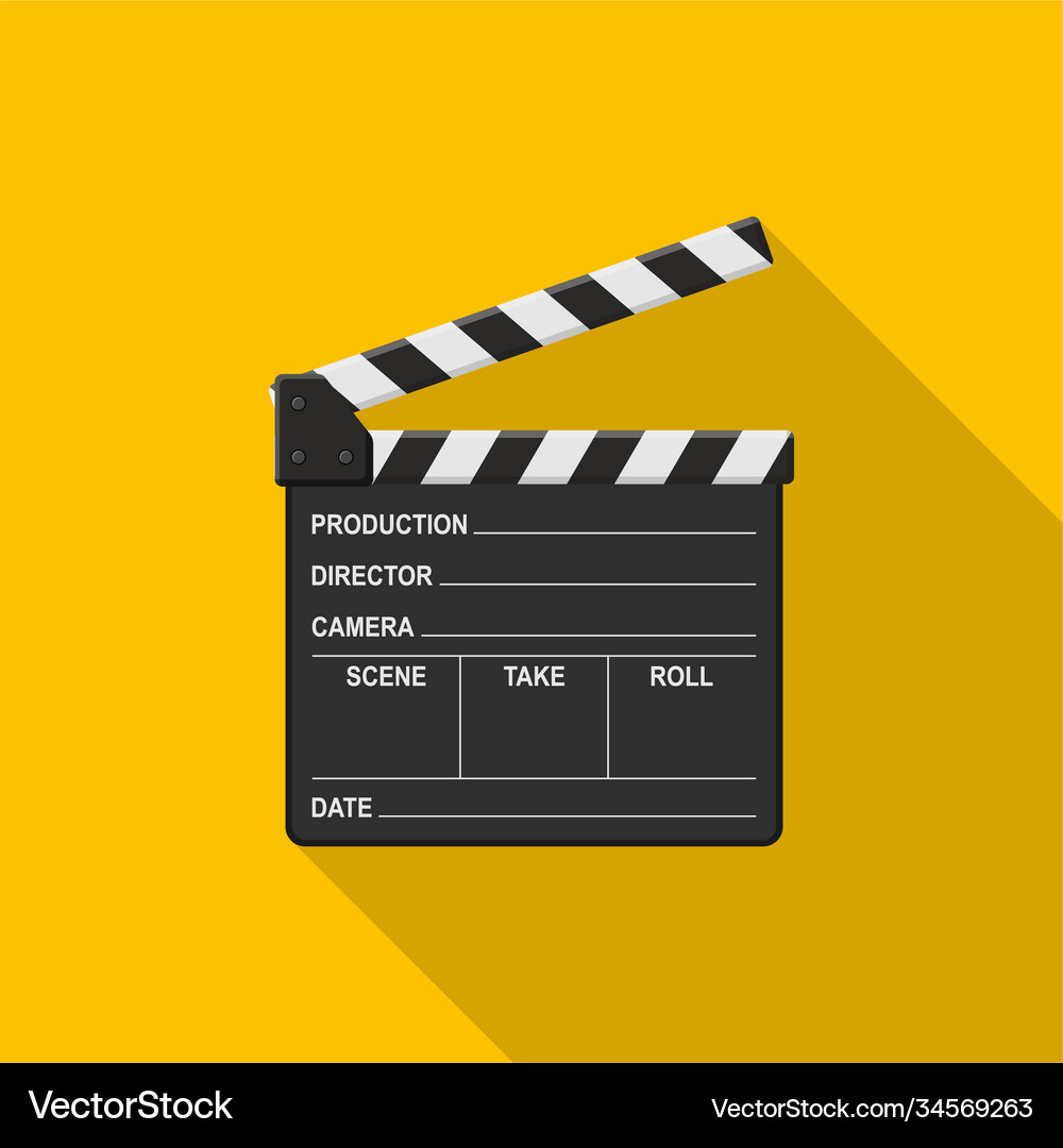 Film clapper board icon on yellow background Vector Image