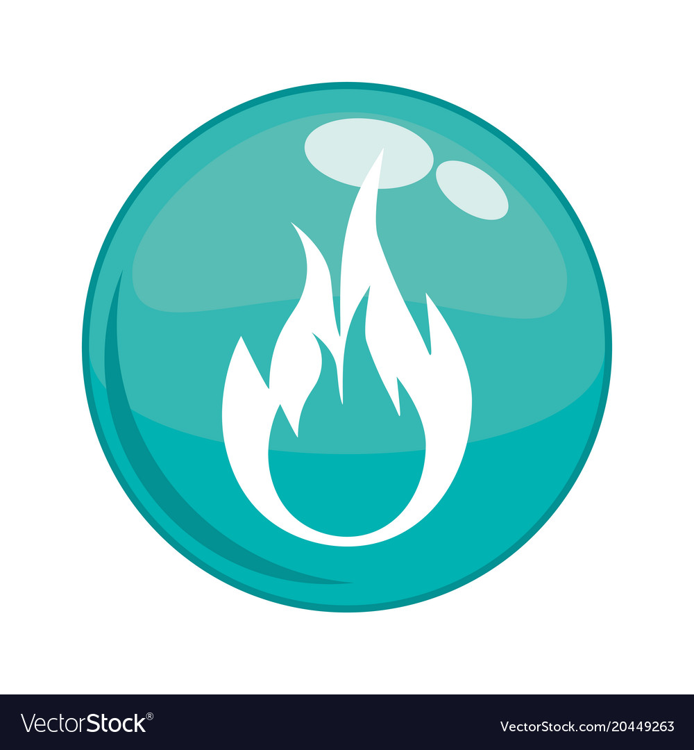 Fire flame button icon Royalty Free Vector Image