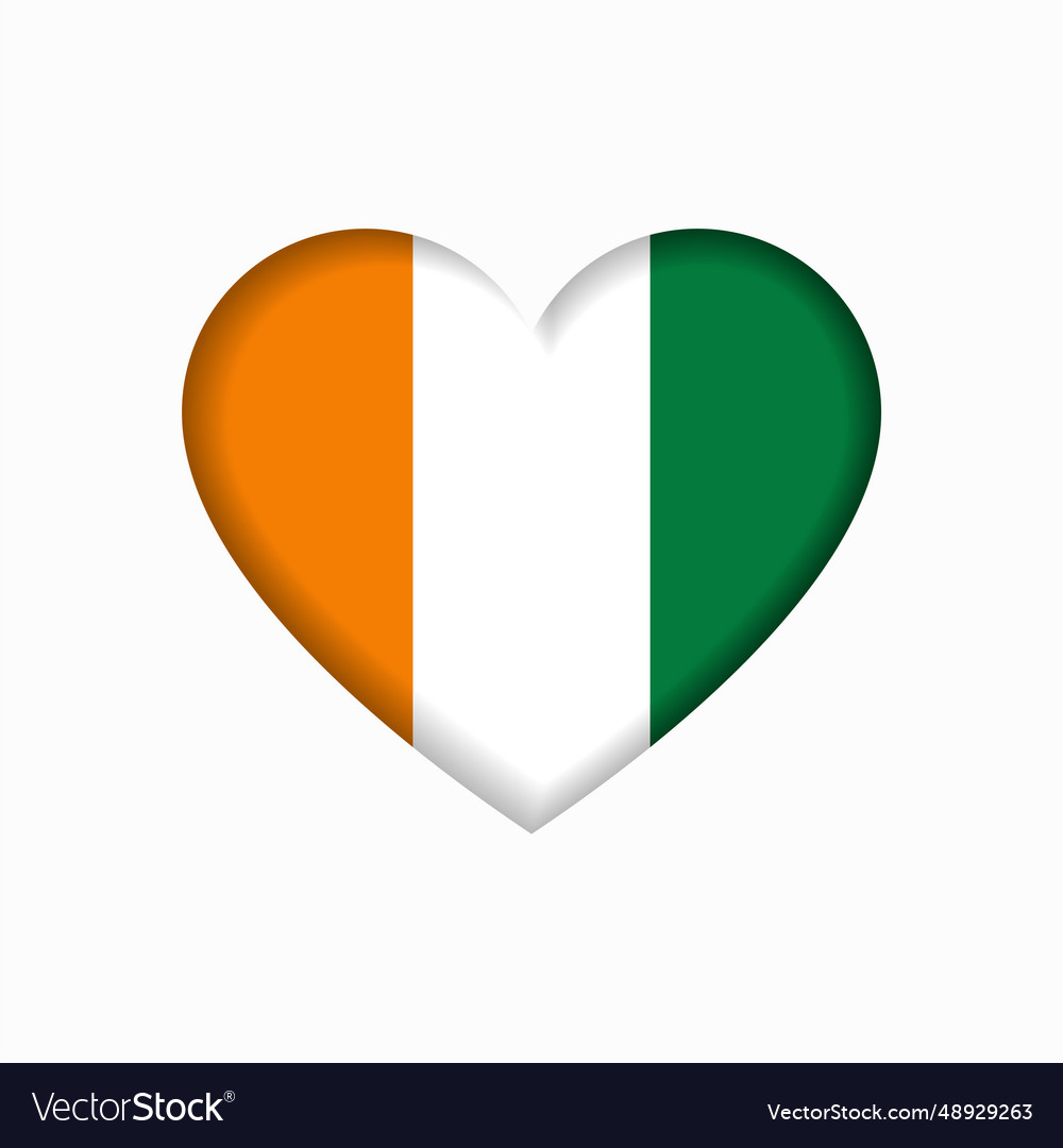 Ivorian flag heart-shaped sign Royalty Free Vector Image