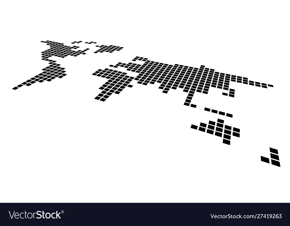 Pixelized map world side perspective black Vector Image