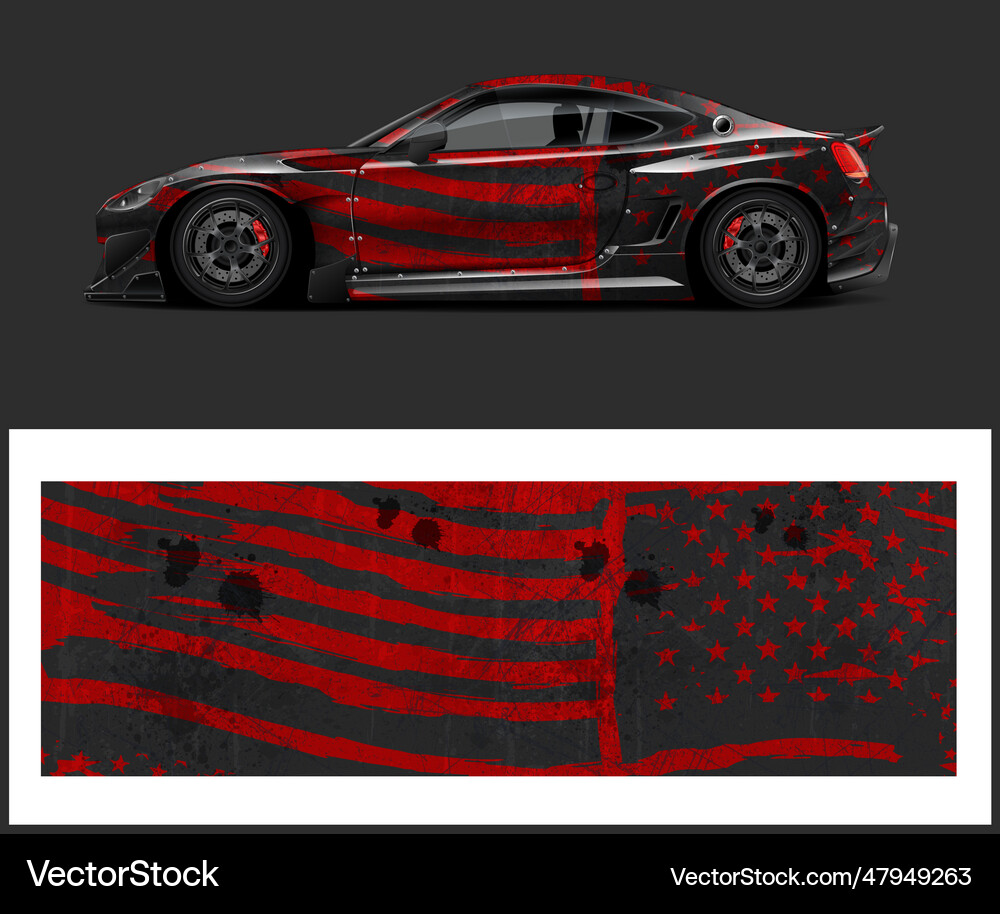 Red car wrap design vehicle wrap design Royalty Free Vector