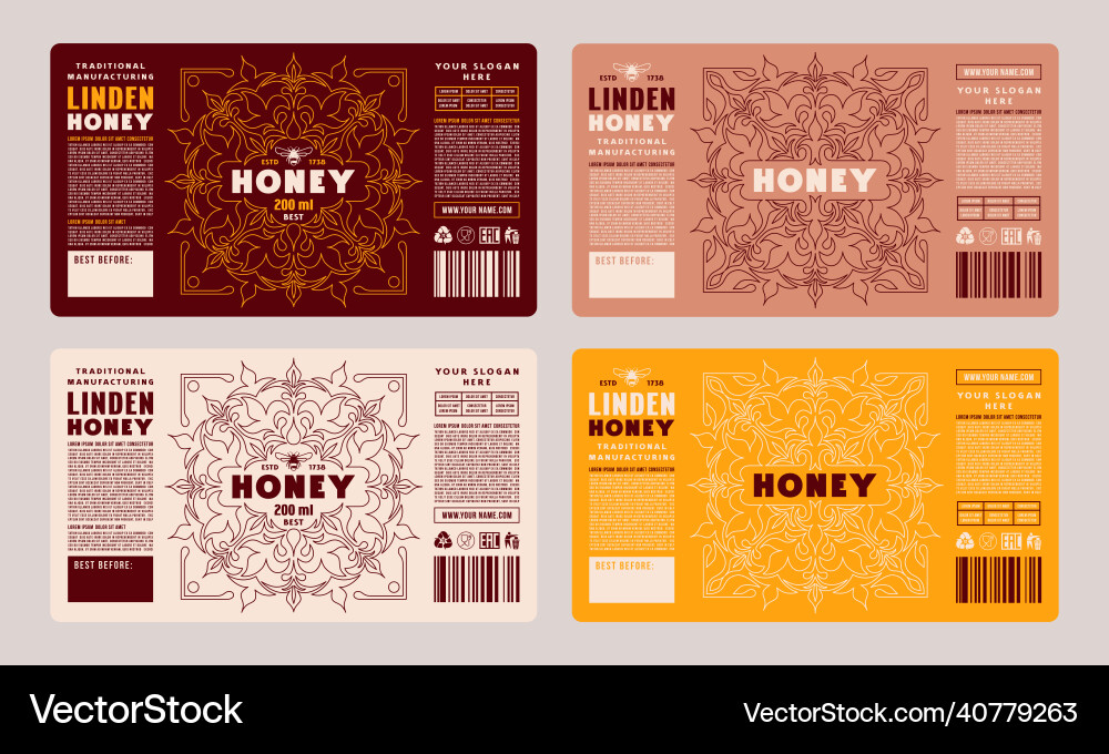 Set of template decorative label for honey Vector Image
