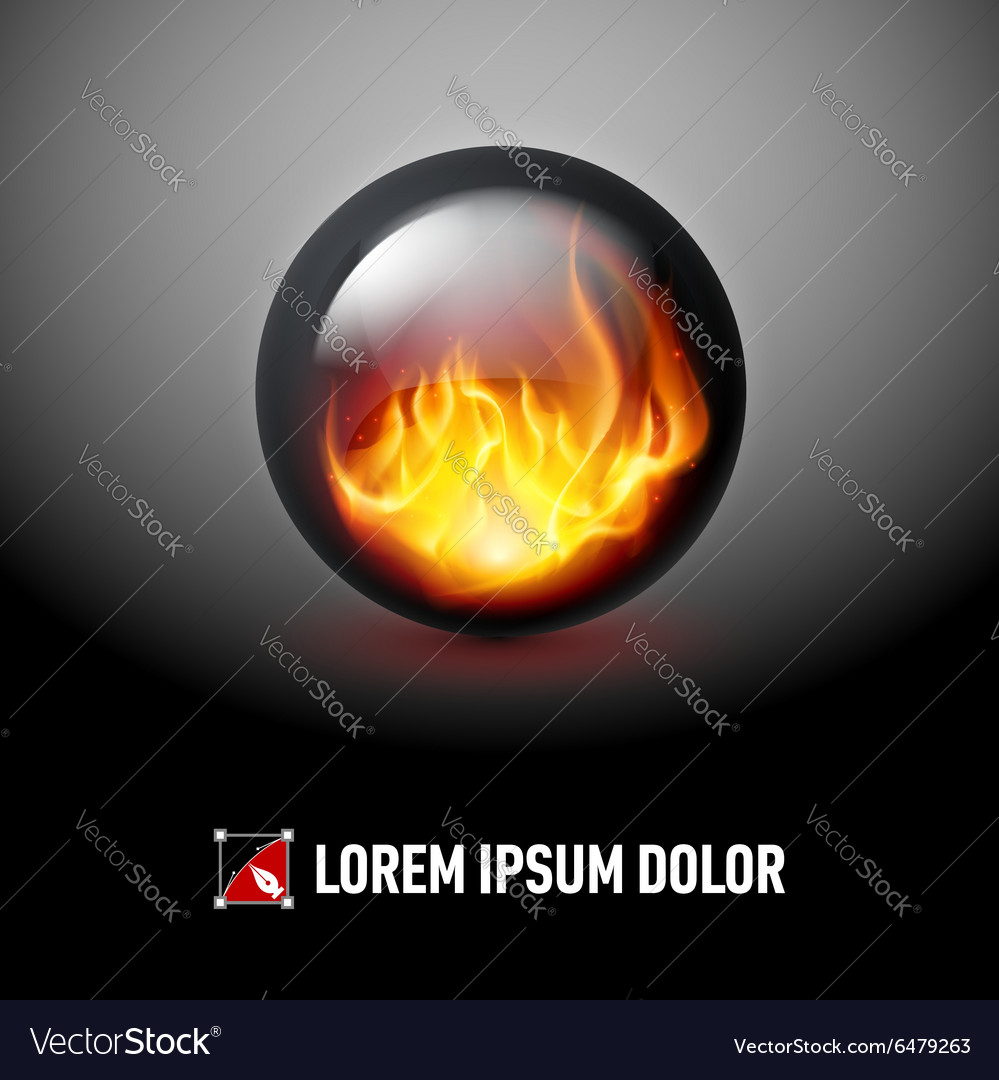 Sphere with fire flames Royalty Free Vector Image