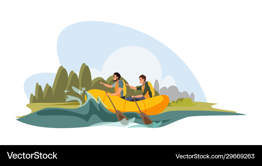 Tourists enjoy water rafting Royalty Free Vector Image