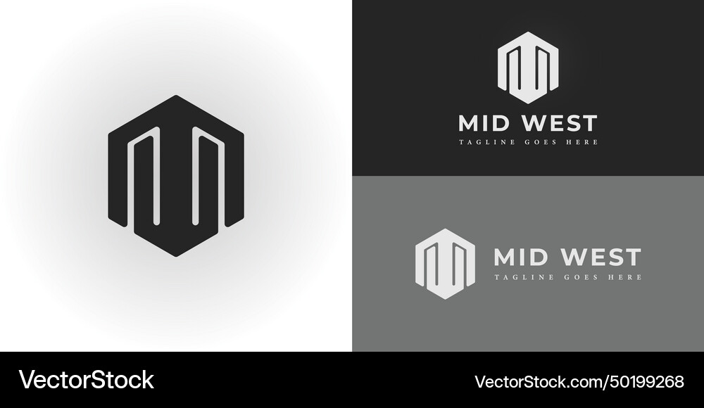 Abstract initial letter mw logo in black color Vector Image