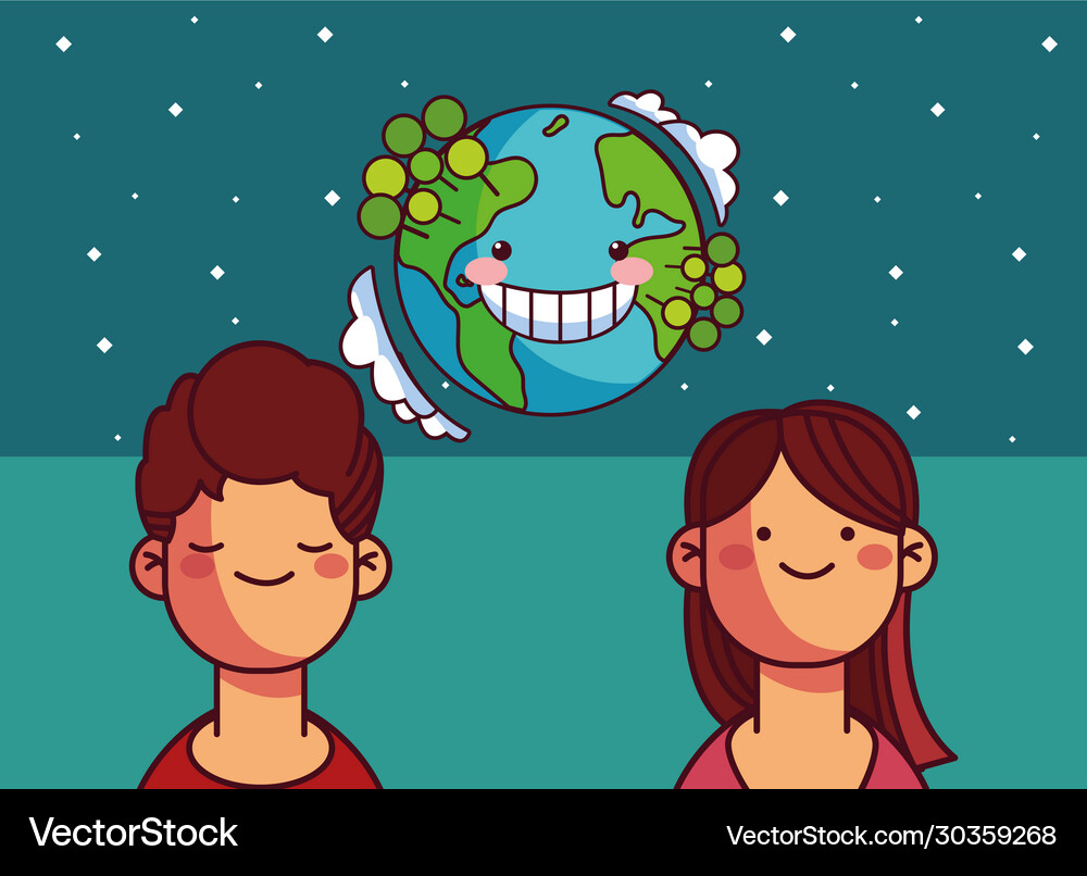 Card planet earth and people Royalty Free Vector Image