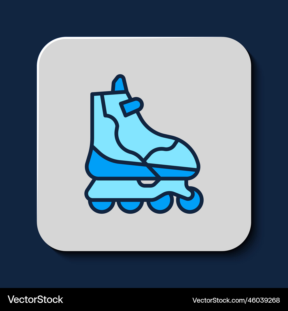 Filled outline roller skate icon isolated on blue Vector Image