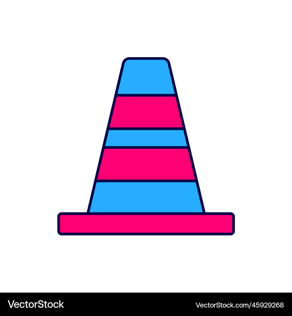 Filled outline traffic cone icon isolated on white