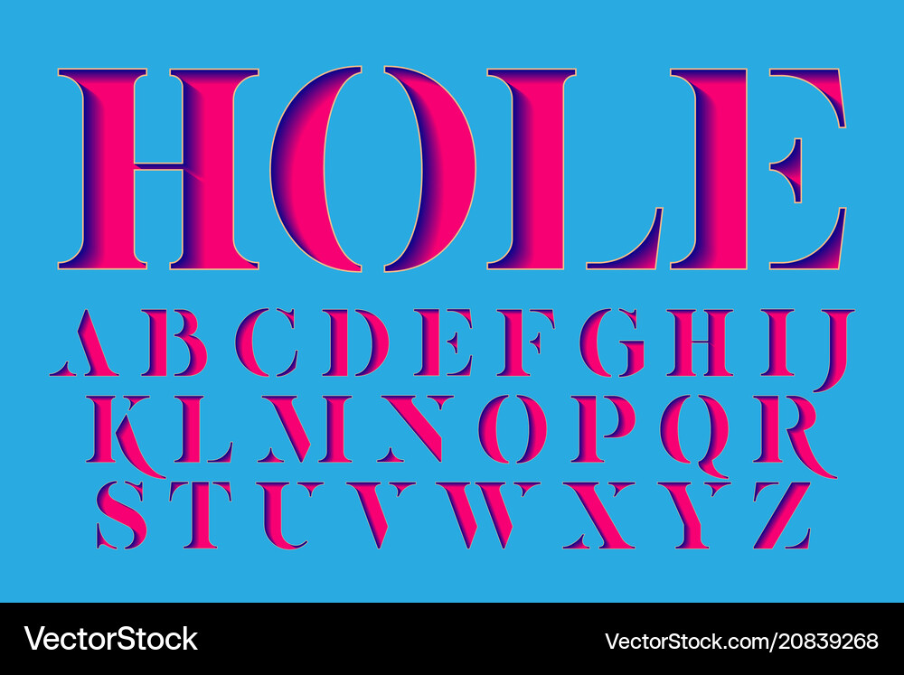 Hole - display stencil serif antique font Vector Image