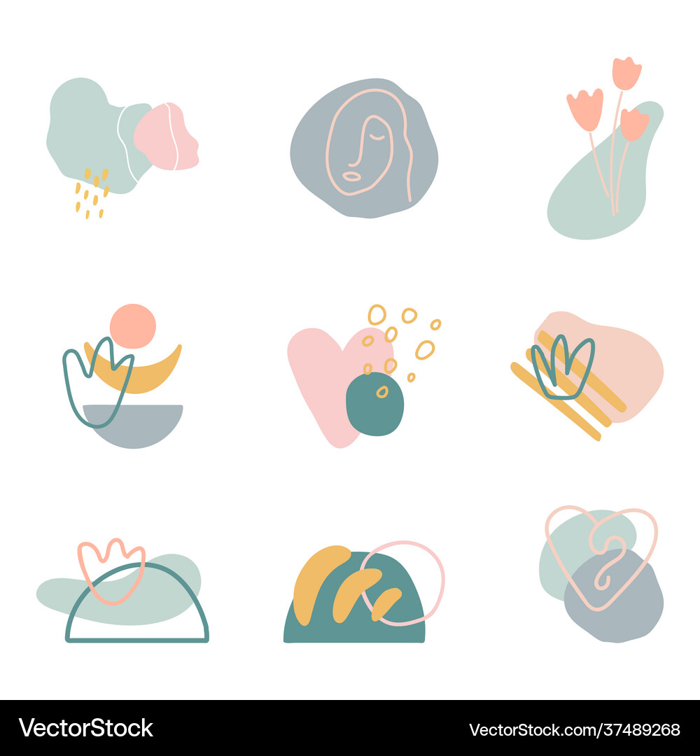 Organic shapes compositions set minimal stylish Vector Image