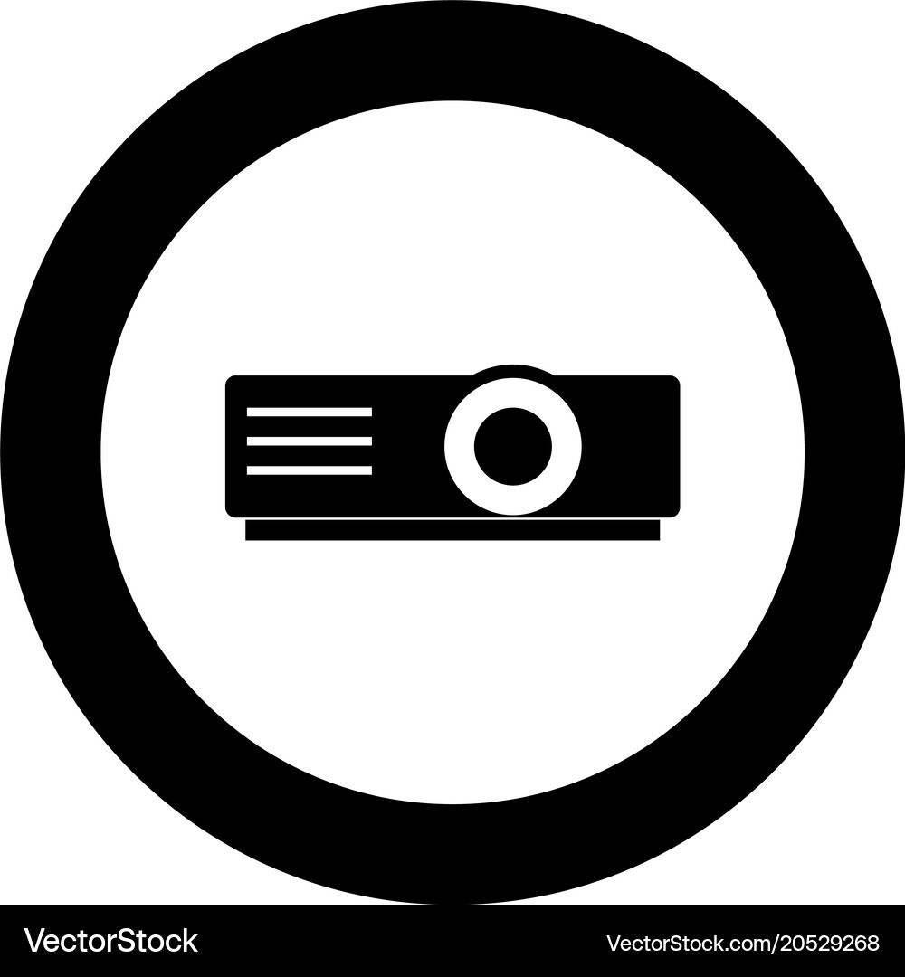 Projector icon black color in circle Royalty Free Vector