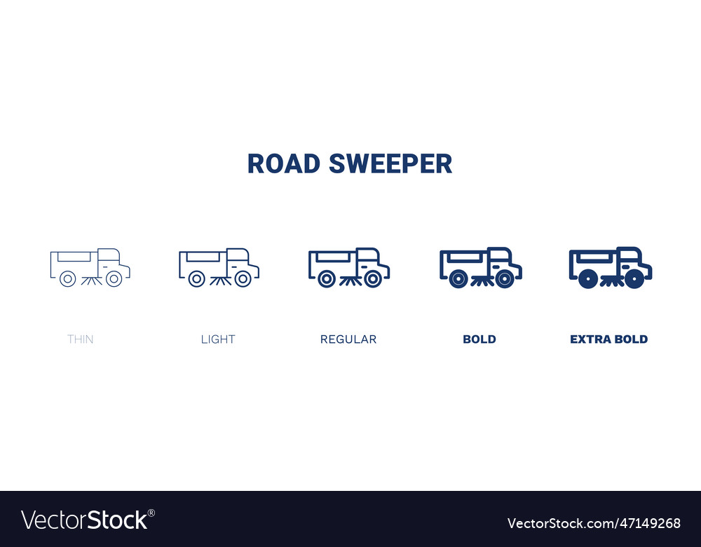 Road sweeper icon thin light regular bold black Vector Image