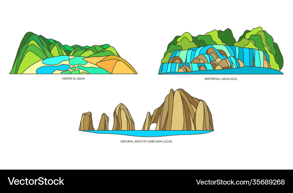 Set signs mexican landscapes Royalty Free Vector Image