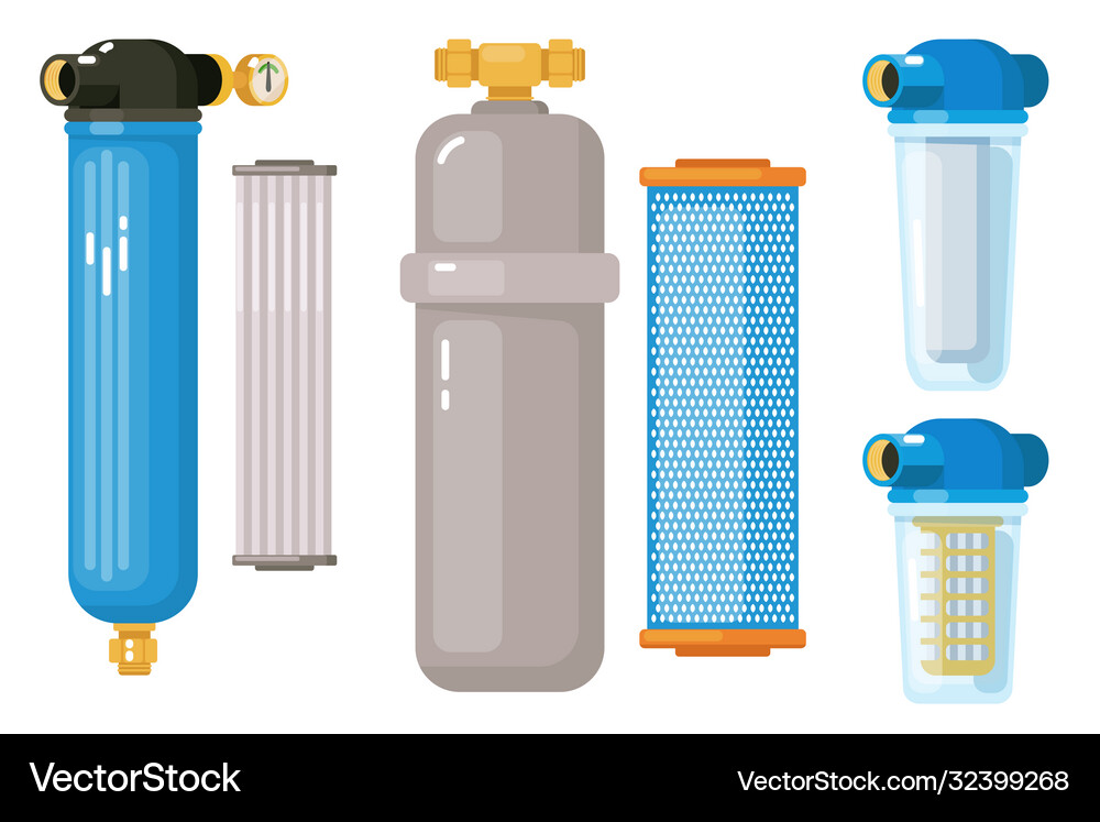 Water filtration supply set isolated on white Vector Image