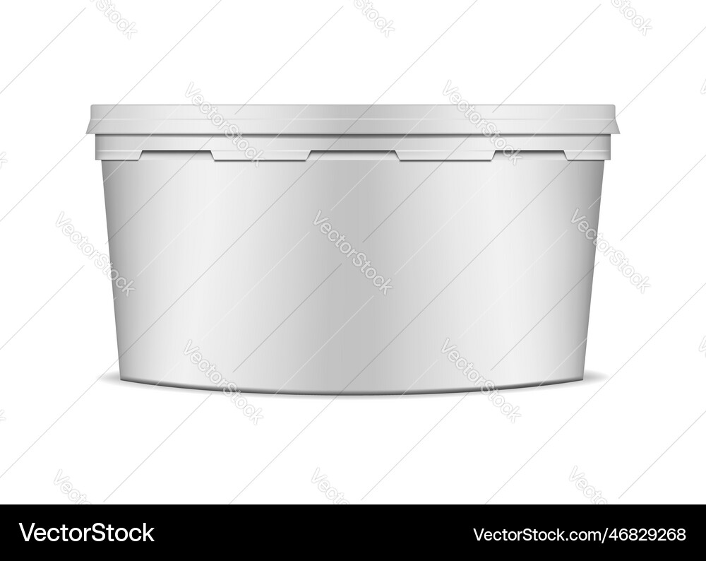 White plastic tub with lid realistic mockup Vector Image