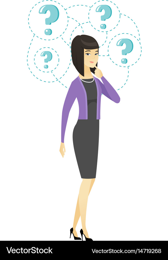 Young business woman thinking Royalty Free Vector Image