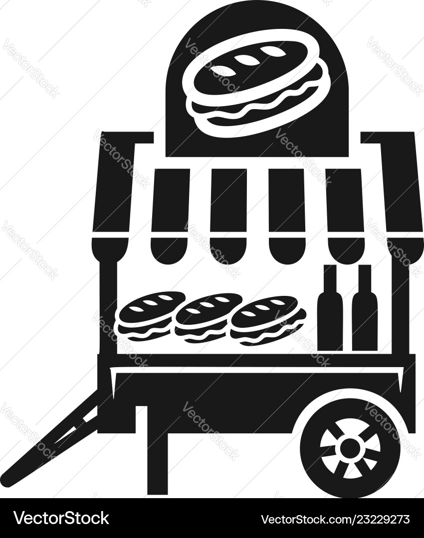 Cheese burger cart icon simple style Royalty Free Vector
