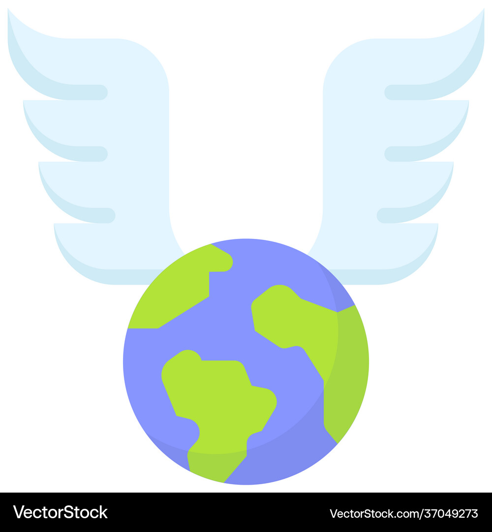 Earth with wings icon day related Royalty Free Vector Image