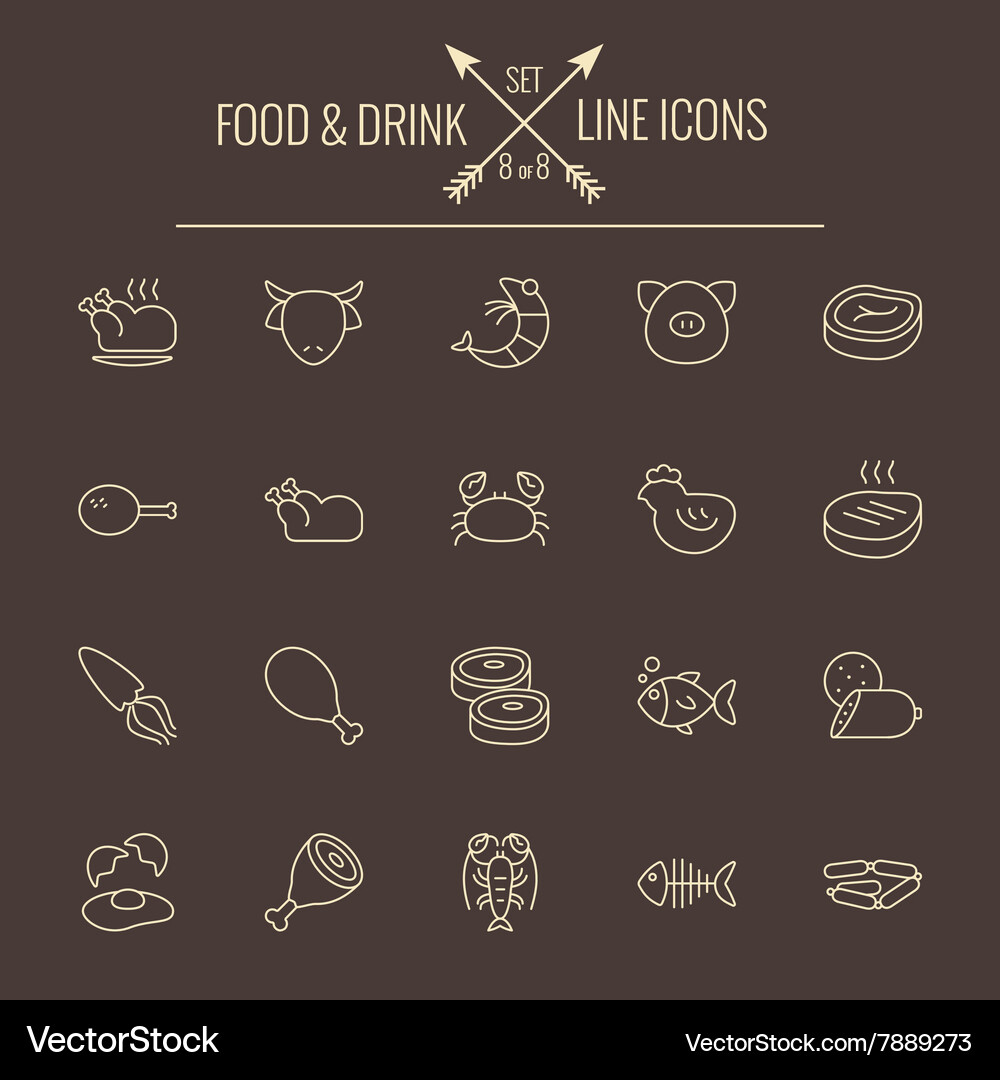 Food and drink icon set Royalty Free Vector Image