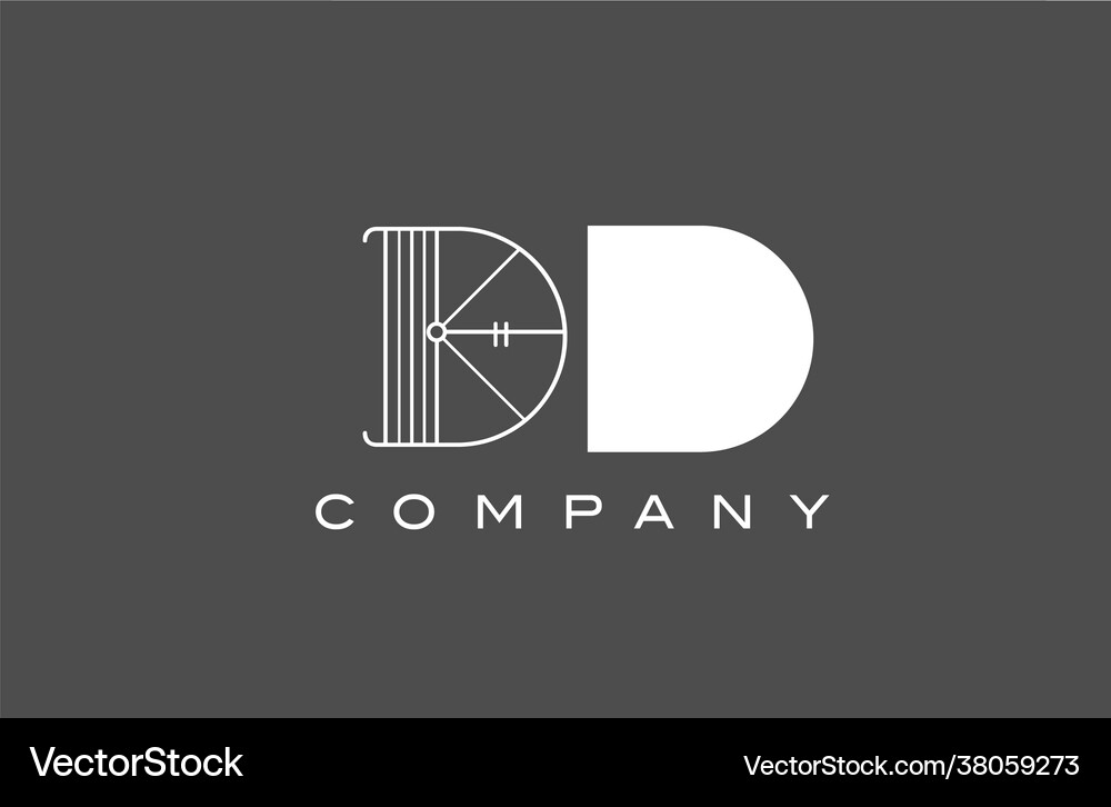 Geometric d dd grey white alphabet letter logo Vector Image