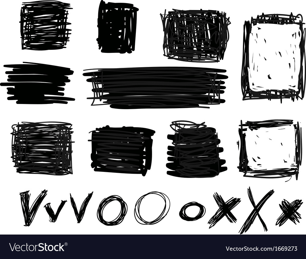 Hand drawn black squares and rectangles Royalty Free Vector