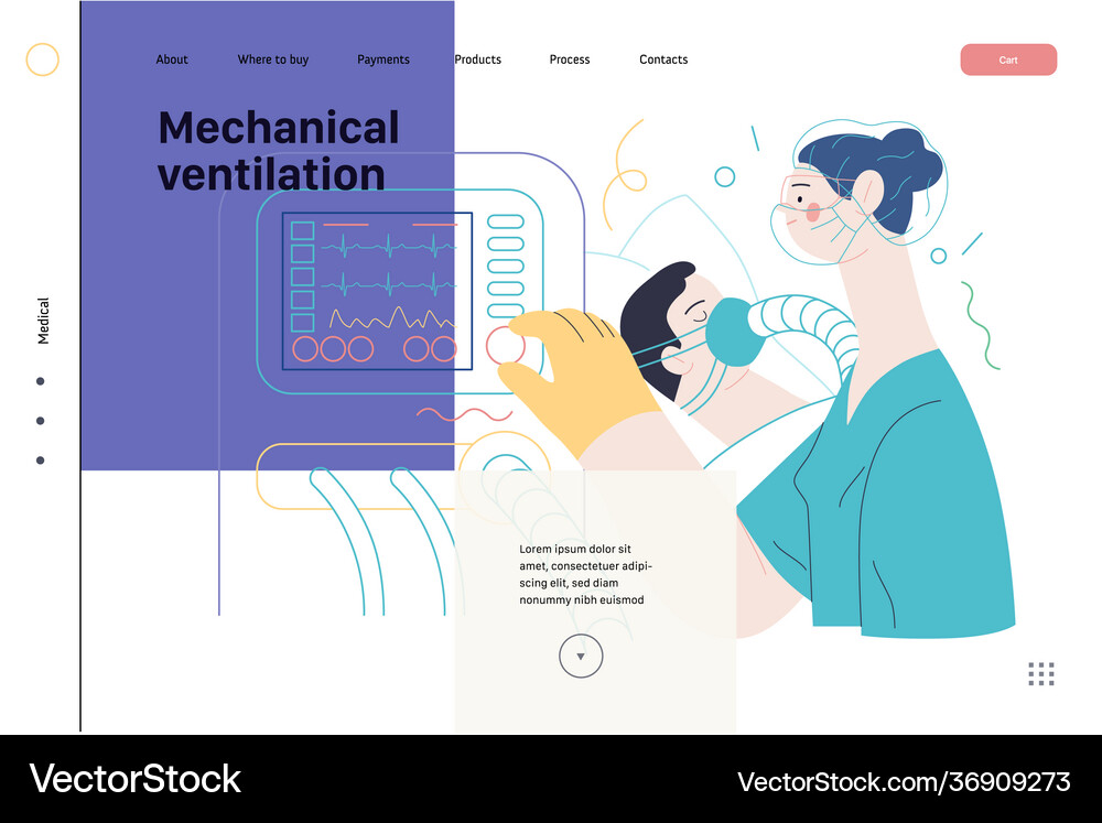 Mechanical ventilation - medical insurance Vector Image