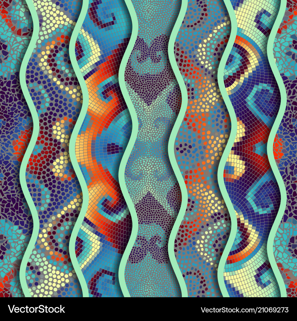 Relief waves of ornamental mosaic tile patterns Vector Image
