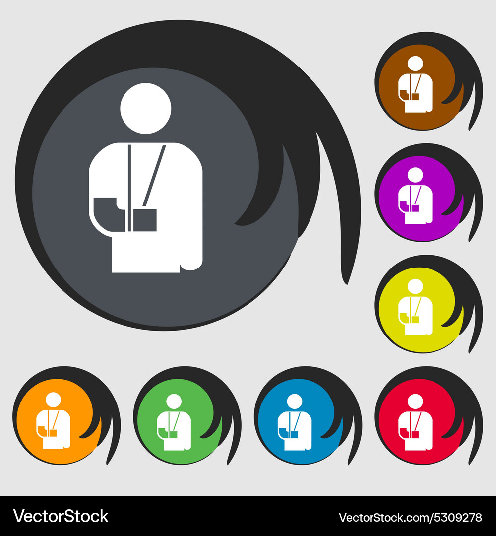 Broken arm disability icon sign symbol on eight Vector Image